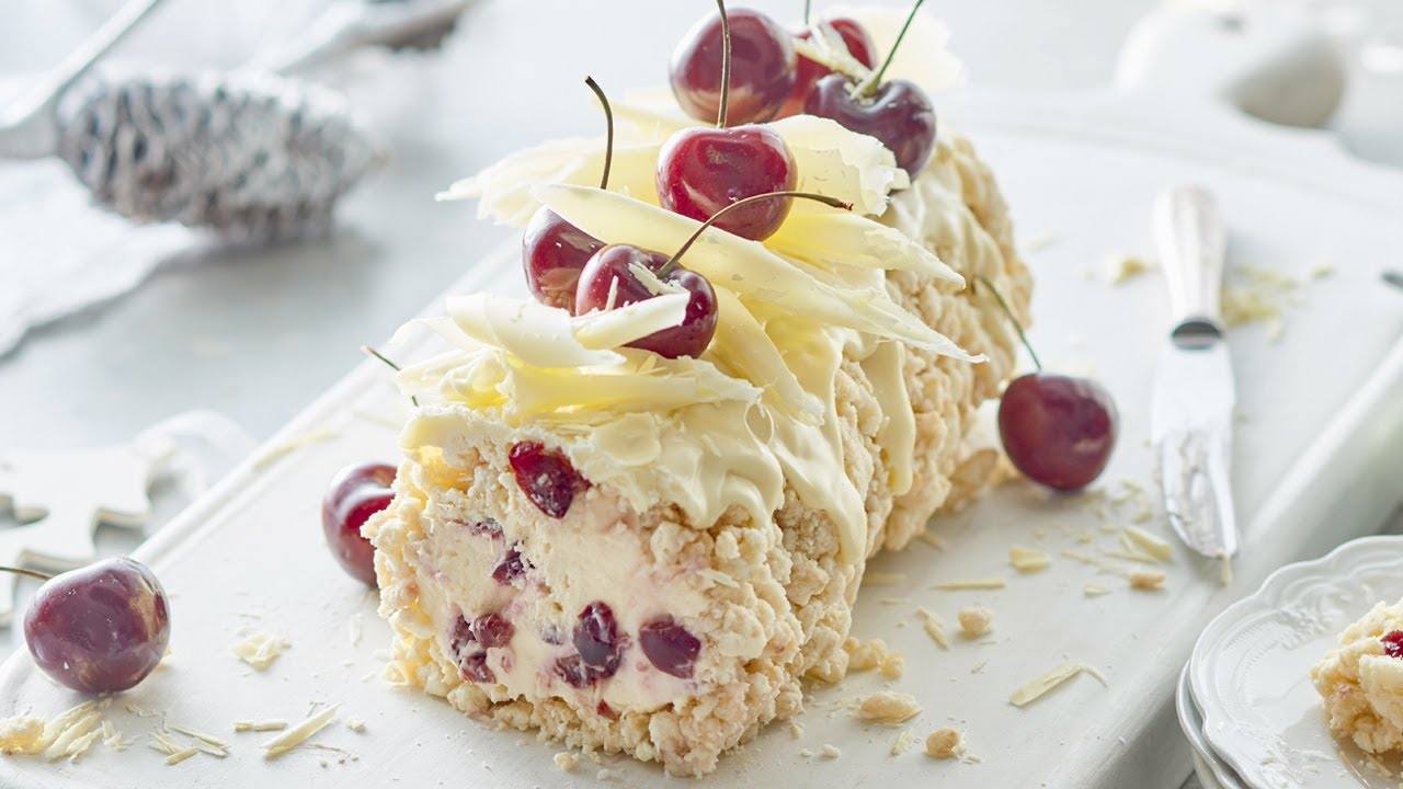 White Forest Chocolate Crackle Cheesecake Recipe | myfoodbook