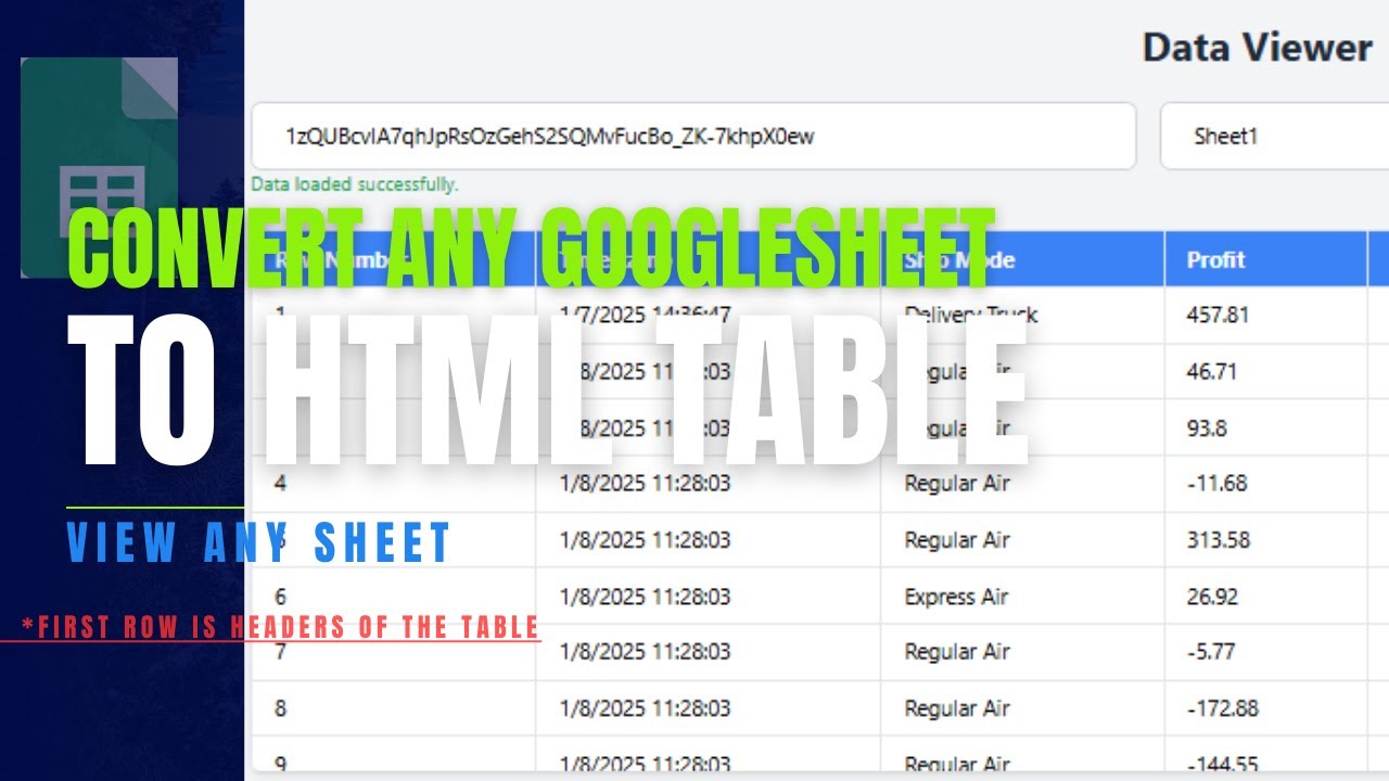 Convert Any Google Sheet to an HTML Table in Minutes!