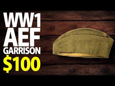 $100 | WW1 US AEF Garrison Wedge Cap: British Made Military History, | Military Antiques Toronto