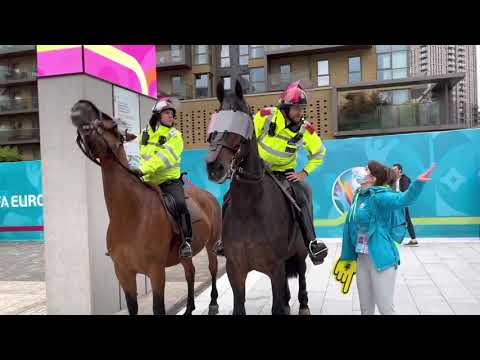 Police Horses Control Football Fans At England vs Scotland | Wembley Stadium London
