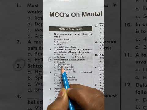 Schizophrenia #mental #disorder #psychology #psychiatric #mcq #quiz #anatomy #shorts
