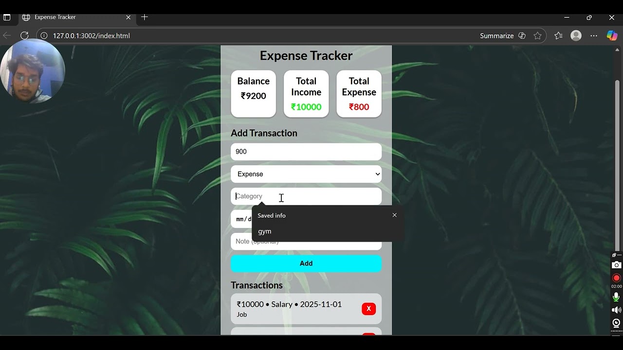 Expense Tracker Using JavaScript | Beginner Friendly Web Project