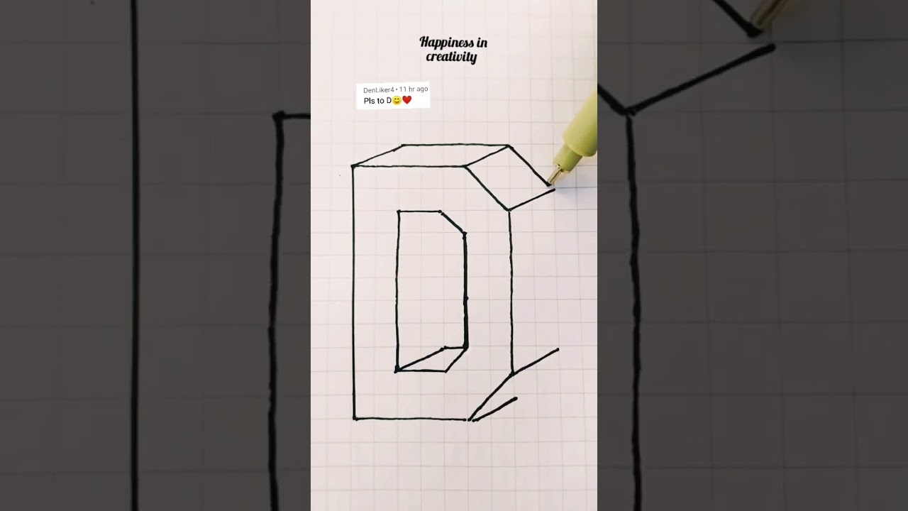 3d drawing letter D #shorts