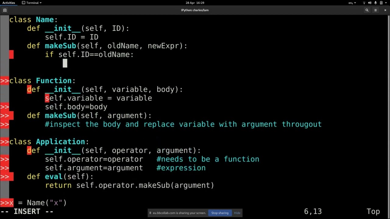 LAC - live coding a lambda calculus interpreter in Python