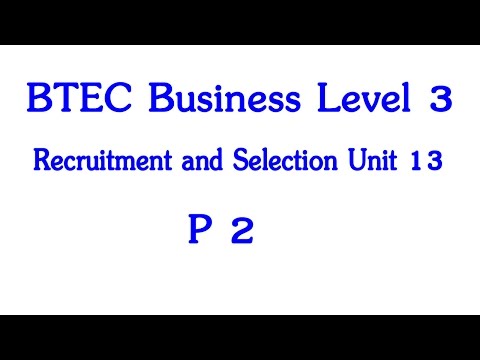 BTEC Business Level 3 Unit 13 Recruitment and Selection P2