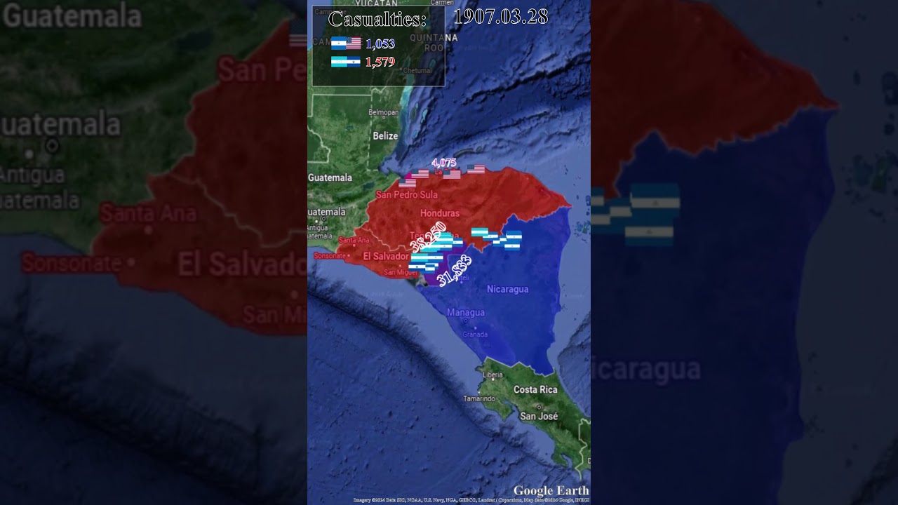 The Nicaragua - Honduras War using Google Earth #shorts #googlemaps #history