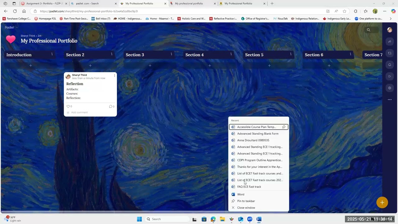 Video 1 Creating your Padlet for your Professional Portfolio