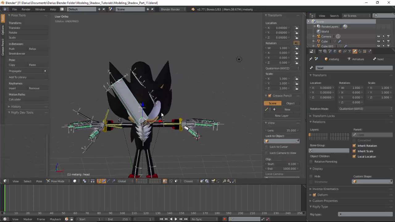 Blender Tutorial: Modeling Shadow The Hedgehog Part: 12