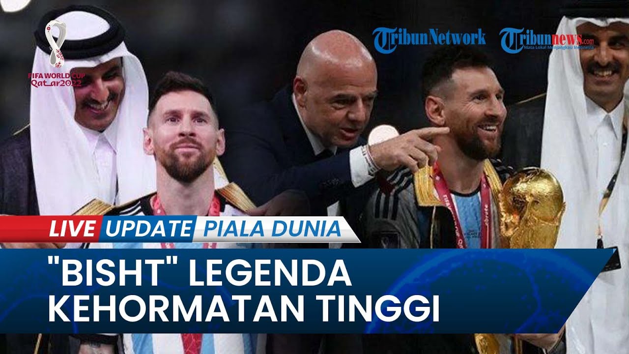 Jubah Kain Lionel Messi saat Angkat Trofi Piala Dunia 2022 Qatar ...
