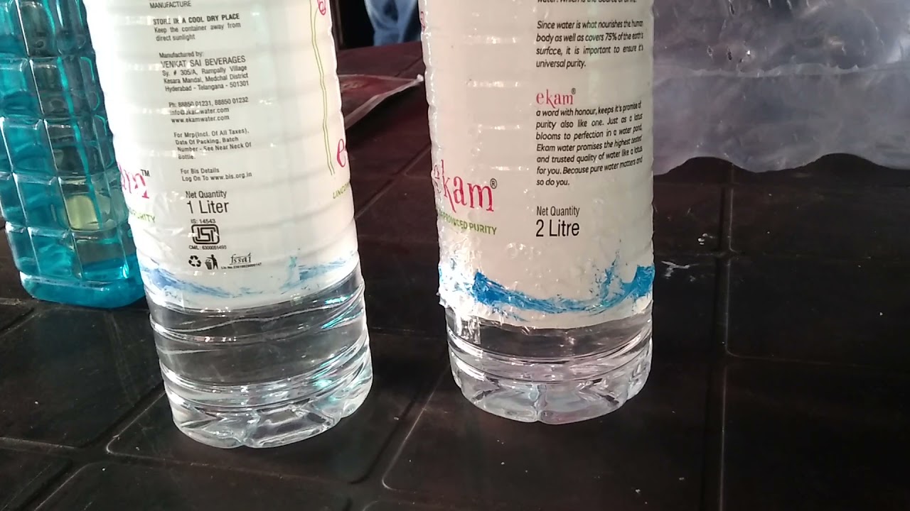 Ekam drinking water bottle net quantity printing mistake both are 1L bottles u can see 2L on 1bottle