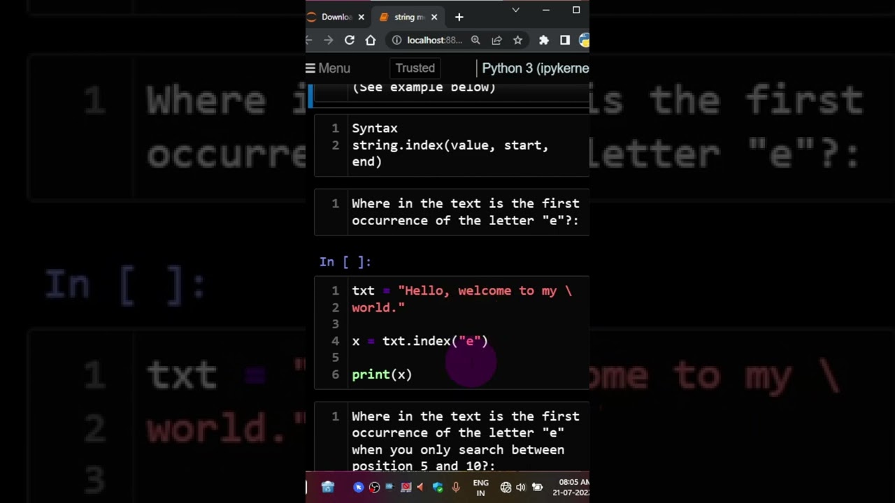 index find string methods python tamil #python #shorts