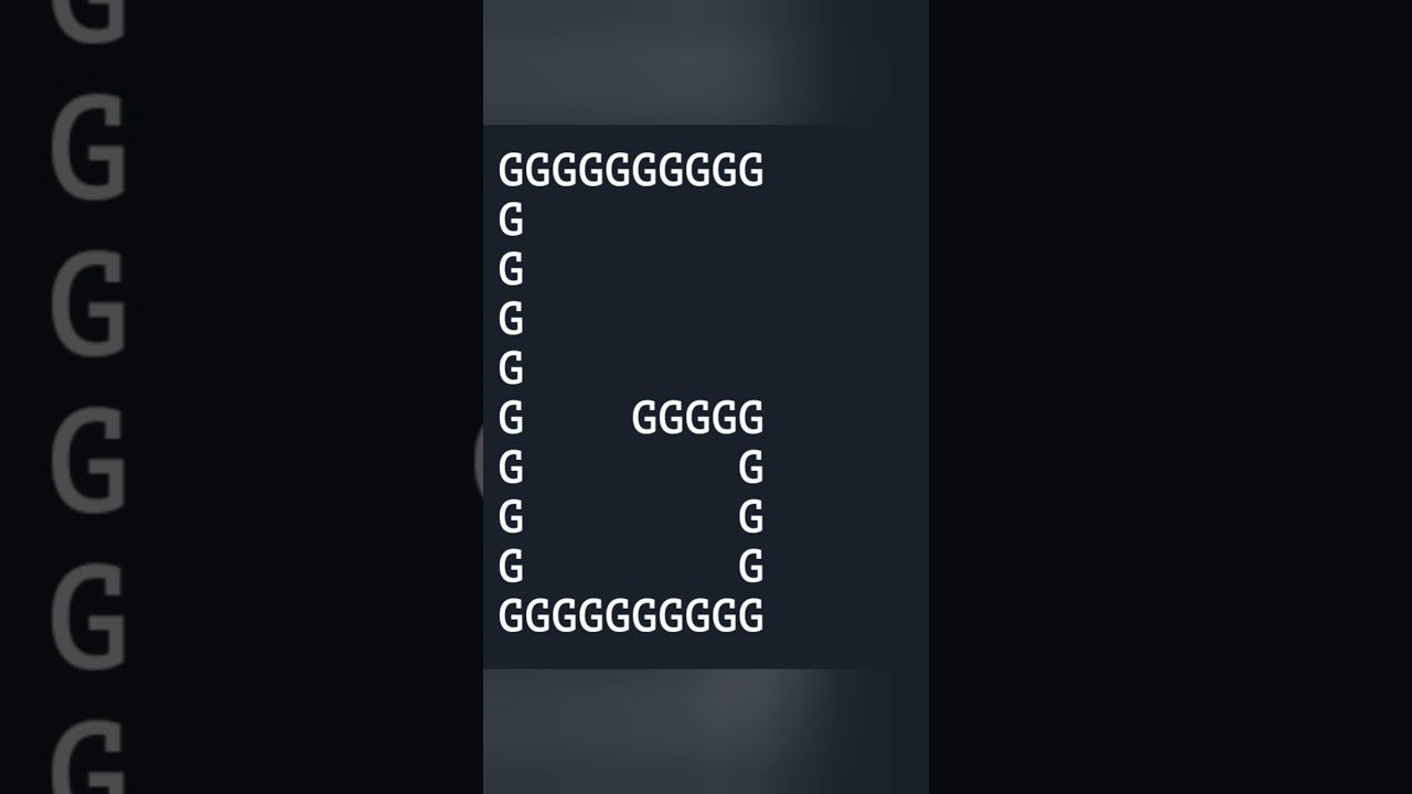 #Shorts🔥 #Java_Pattern_Program👨‍💻 Print Alphabet ( G ) Using for loop in java language.