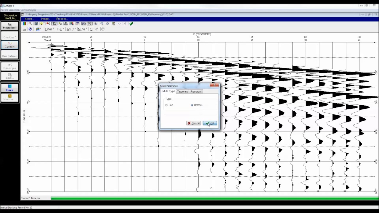 MASW Data Processing Basic (SurfSeis)