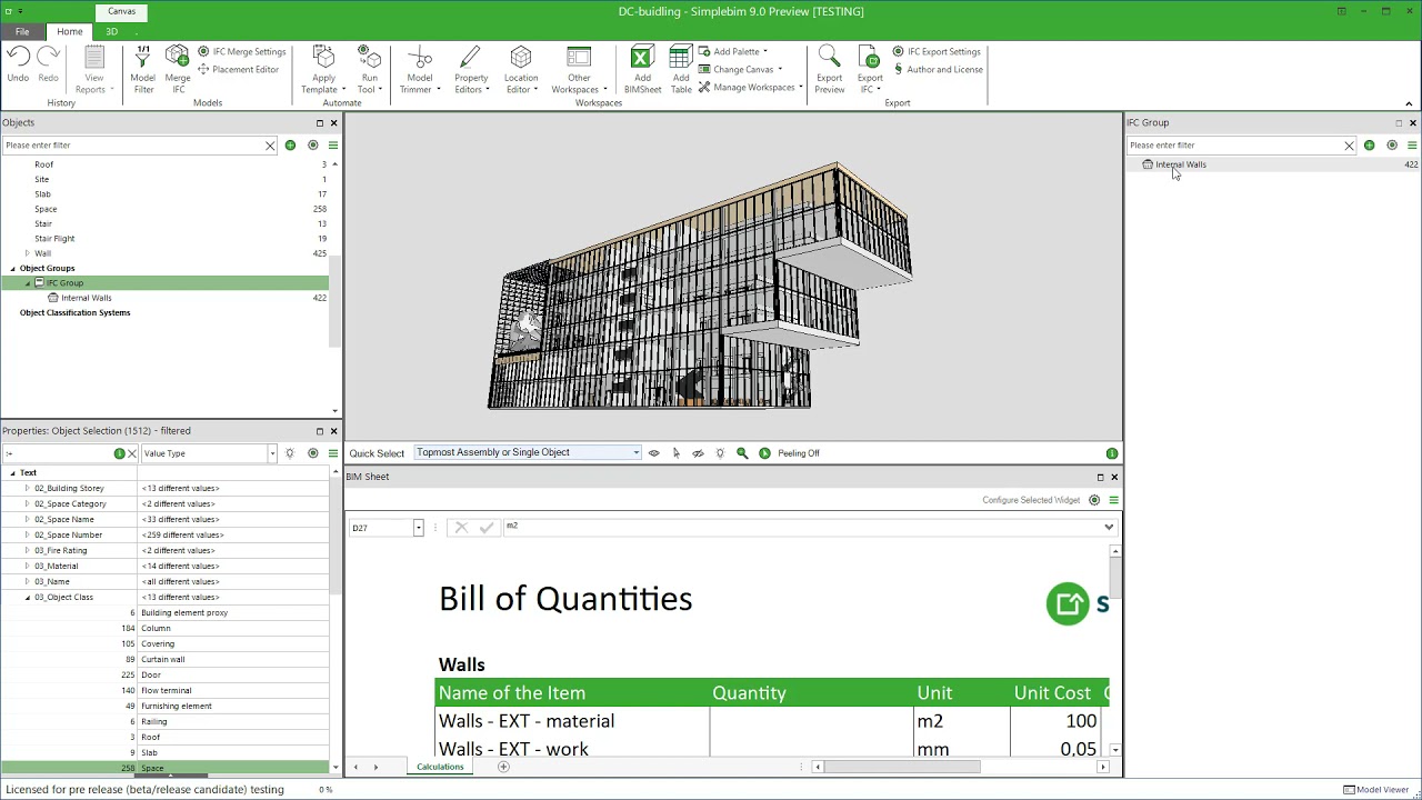 BIMSheet™ - Using Groups to Extract Data