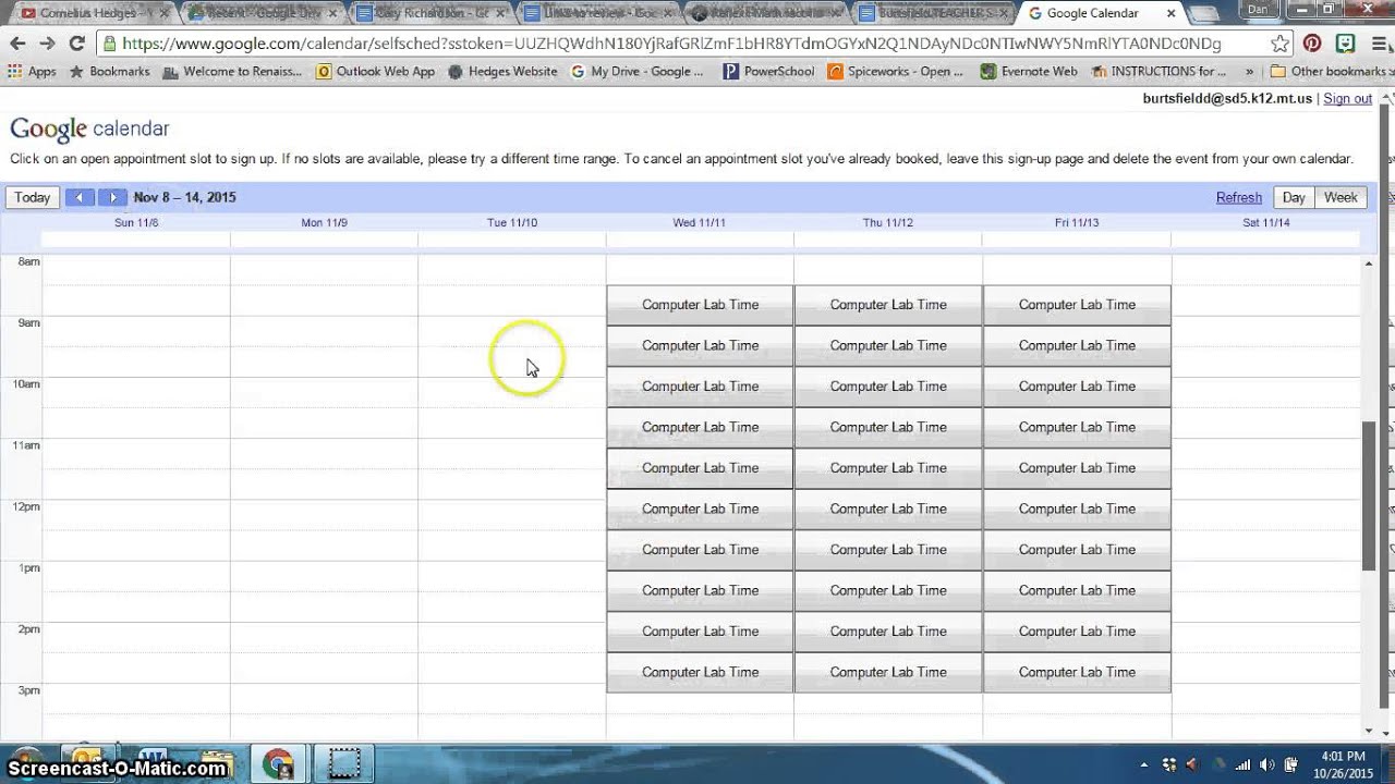 Computer Lab Schedule