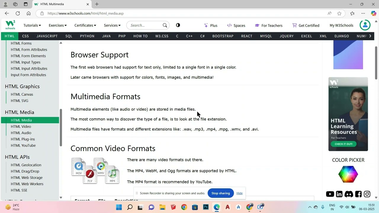 W3Schools HTML Tutorial 30 | HTML Media