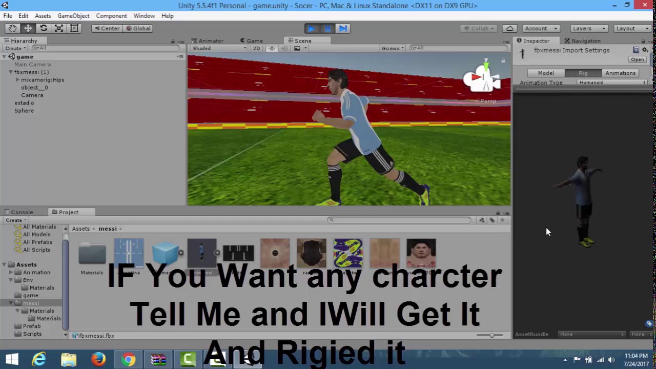 3d Model Messi Fbx rigged obj max free Dawnload