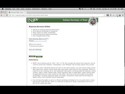 Indiana Secretary of State Business Search