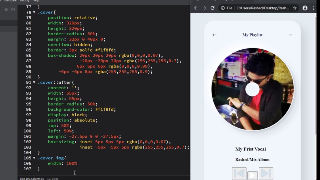 Neumorphism Music Player App Design | HTML | CSS