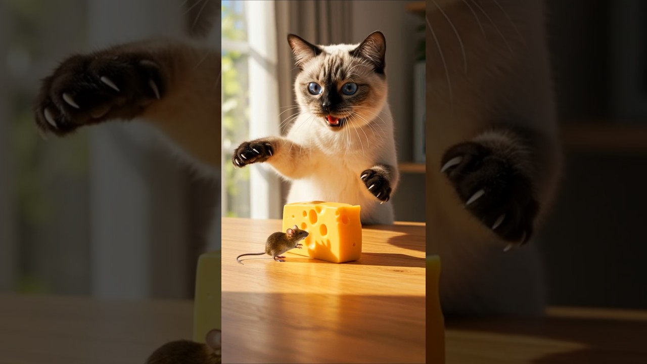 Cat vs. Mouse: A Cheesy Standoff