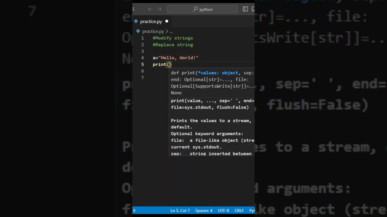 Modify strings - Replace strings #python #pythonprogramming #coding #code #pythoncoding