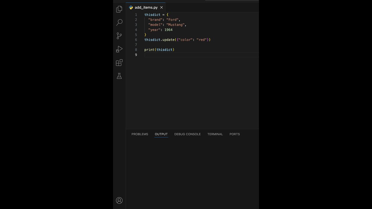 Add new details to your Python dictionary in one line! Watch this Mustang get a bold new color! 🚗🐍