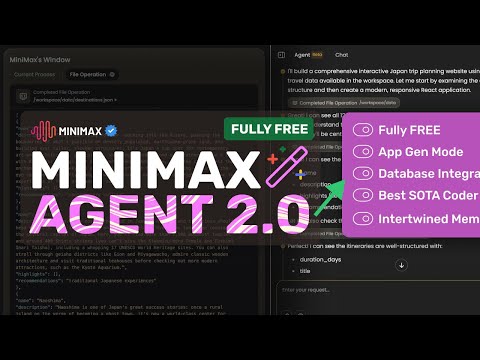 Minimax Agent 2.0 (Upgraded): This FULLY FREE AI Agent just leveled up! The SOTA AI Agent & Coder!
