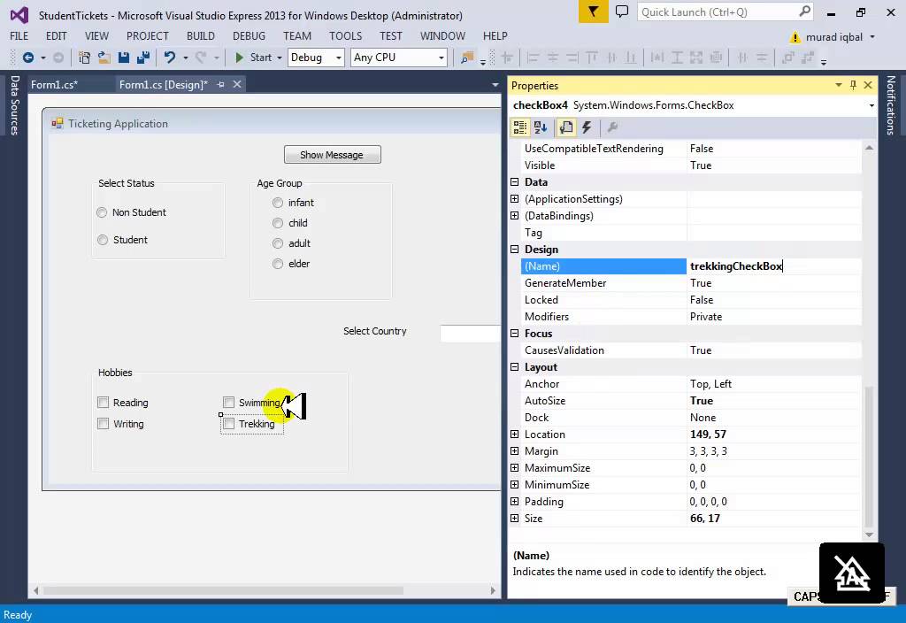 Using Radio, Checkbox, Combo Box in C#
