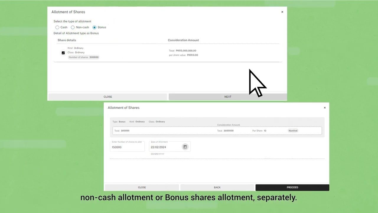Learn, step by step, the process of allotment of shares in a company.