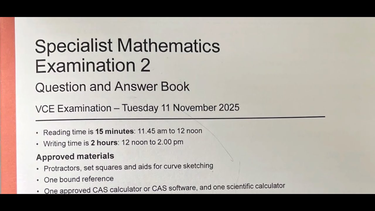 2025 VCE SPECIALIST MATHS EXAM 2 SUGGESTED SOLUTIONS