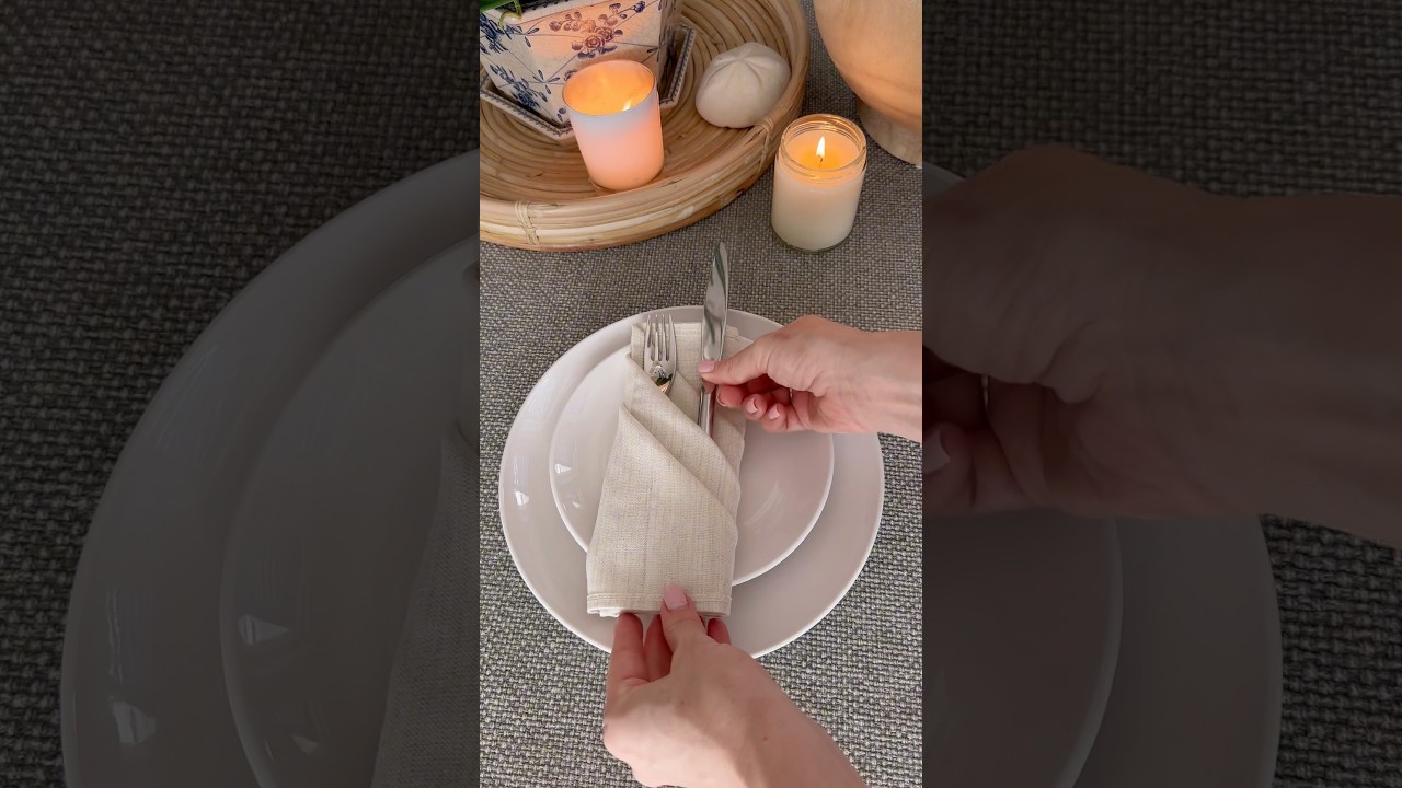 Elevate your table for your next dinner party with this simple napkin fold #folding #hack #howto