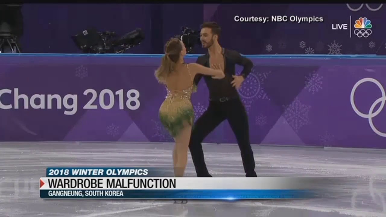 Ice dancer has a wardrobe malfunction