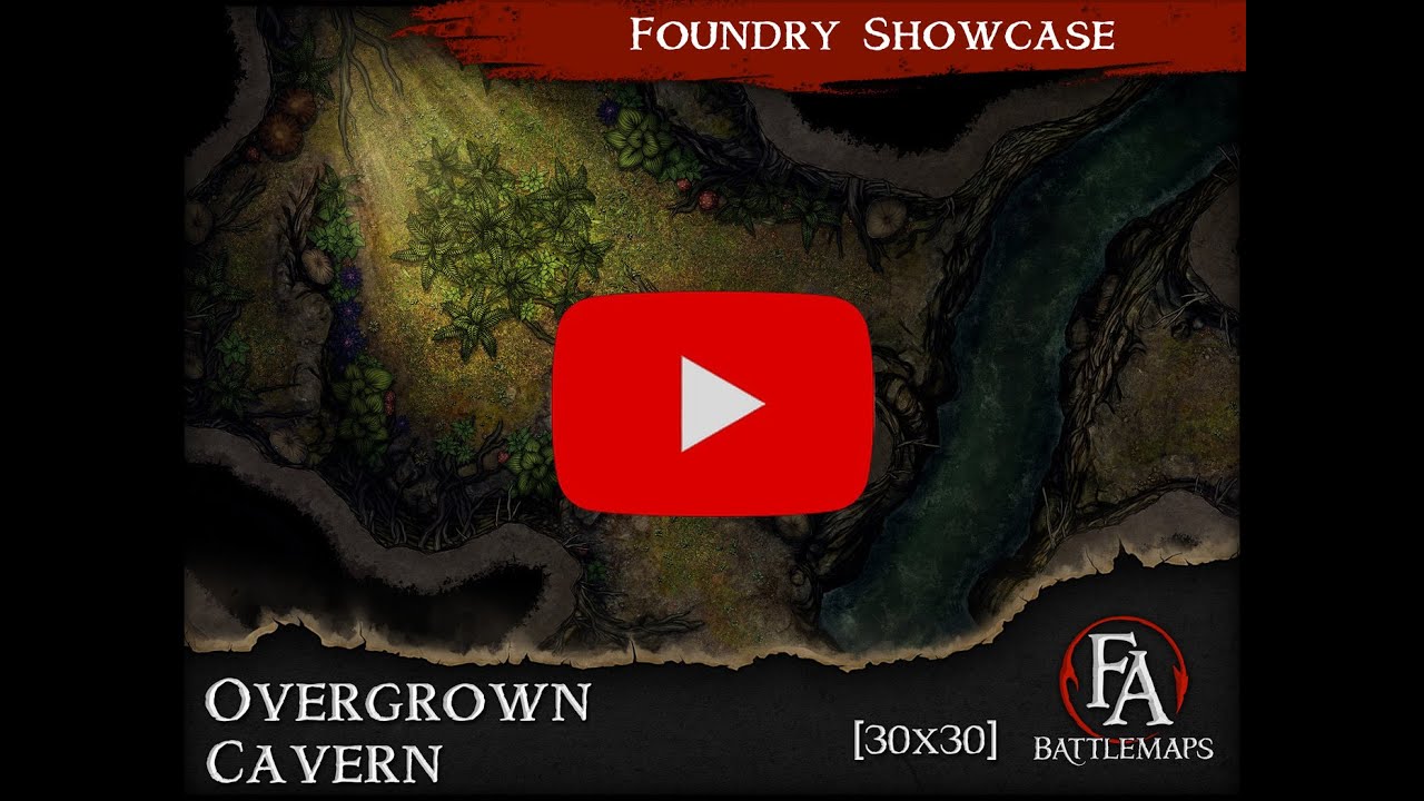 FA Battlemaps - Overgrown Cavern 30x30 - Foundry VTT Preview  [Premium Map]
