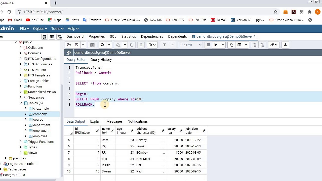 Transactions in #PostgreSQL #COMMIT #ROLLBACK #SQLTransaction #Differences between commit & rollback
