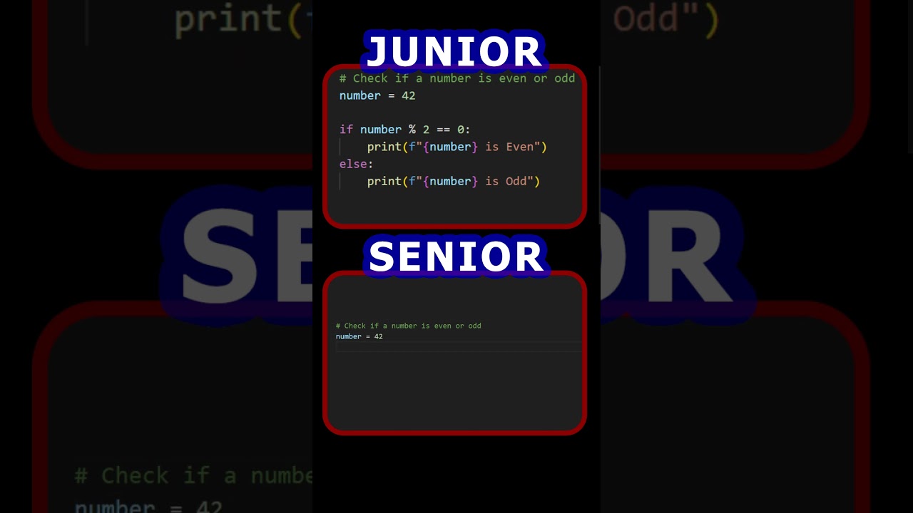 senior developer vs junior developer #python #developer #shorts #coding