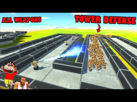 TOWER DEFENSE but in ANIMAL REVOLT BATTLE SIMULATOR All Weapon with SHINCHAN and CHOP