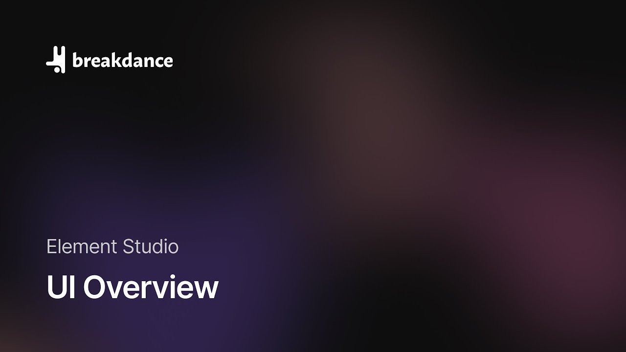Element Studio UI Overview