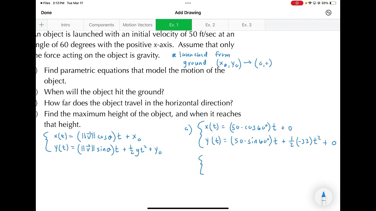 HPC 9.5 - Vector Motion w/ Parametric Equations #1 