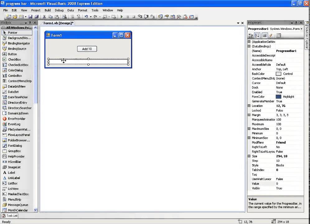 VB NET Tutorial 7   Progress Bar Visual Basic 2008 2010 by ABC Media Group