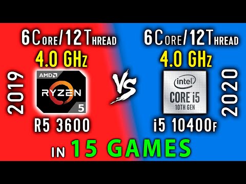Ryzen 5 3600 vs i5 10400f Test in 15 Games or i5 10400 vs R5 3600