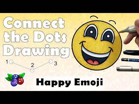 Connect the Dots Drawing - HAPPY EMOJI - Drawing Tutorial Easy - Beginner Drawing Step By Step