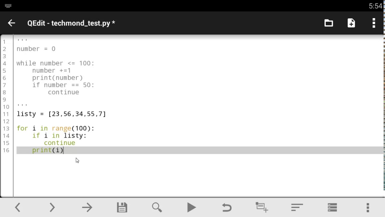 Qpython tutorial - 26 Continue Statement