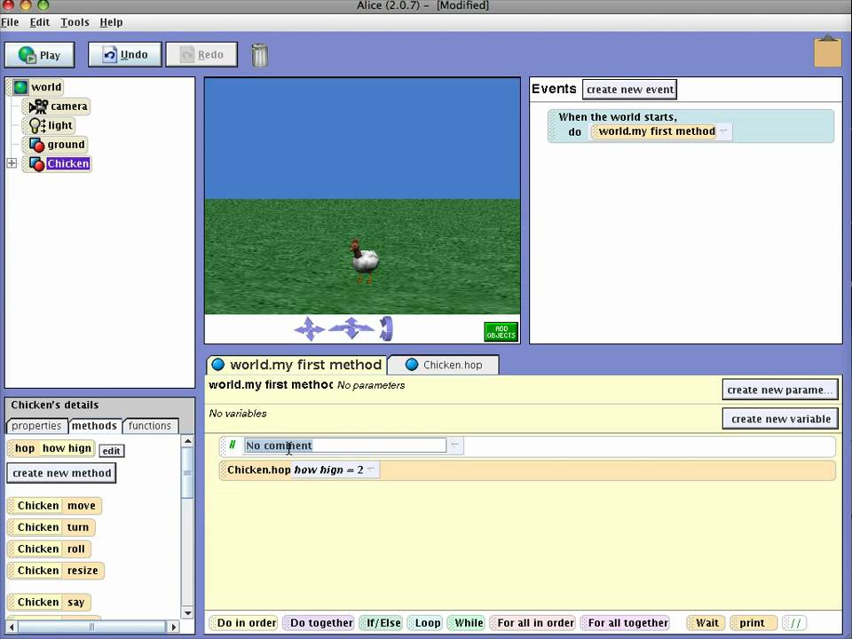 Programming with Alice - Parameters