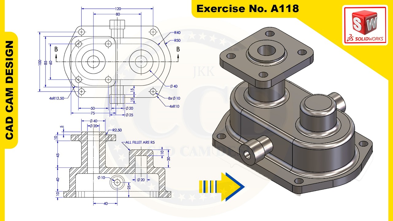 SolidWorks Tutorial for beginners Exercise A118