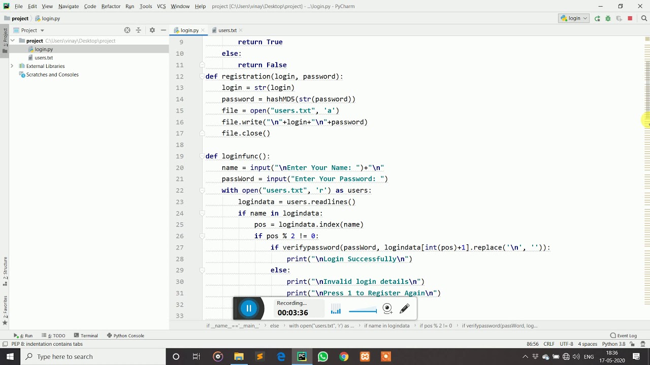 User Authentication Protocol Using Hash Function | Python Project