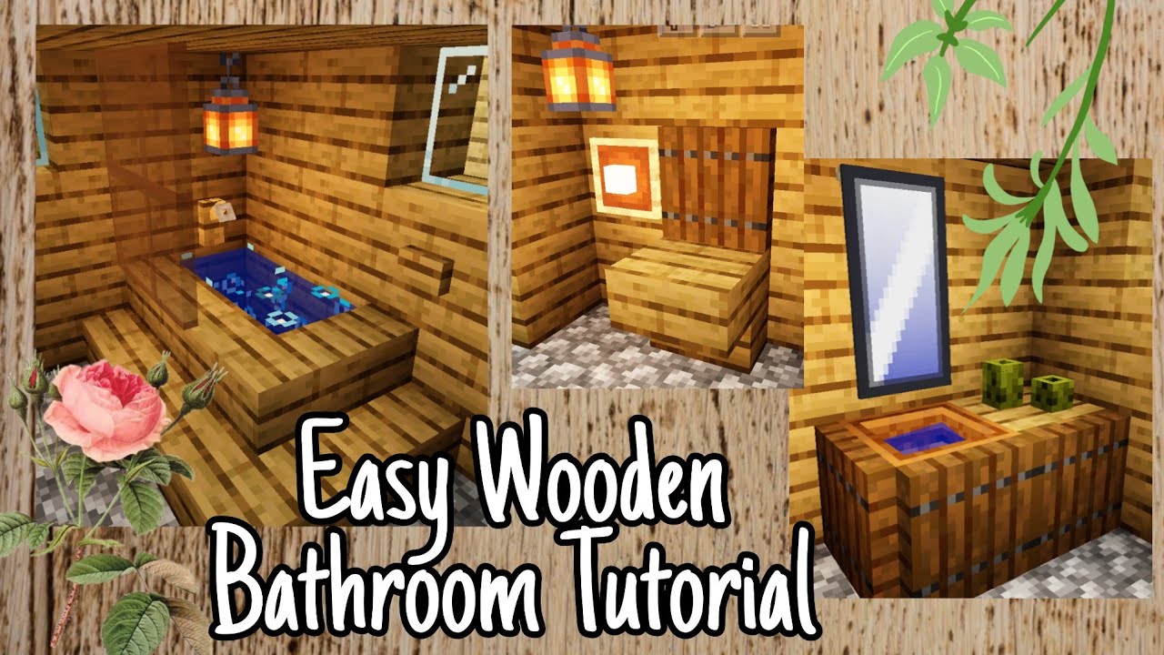 Easy Minecraft Wooden Bathroom Tutorial 🍰💛  (MCPE V1.16)