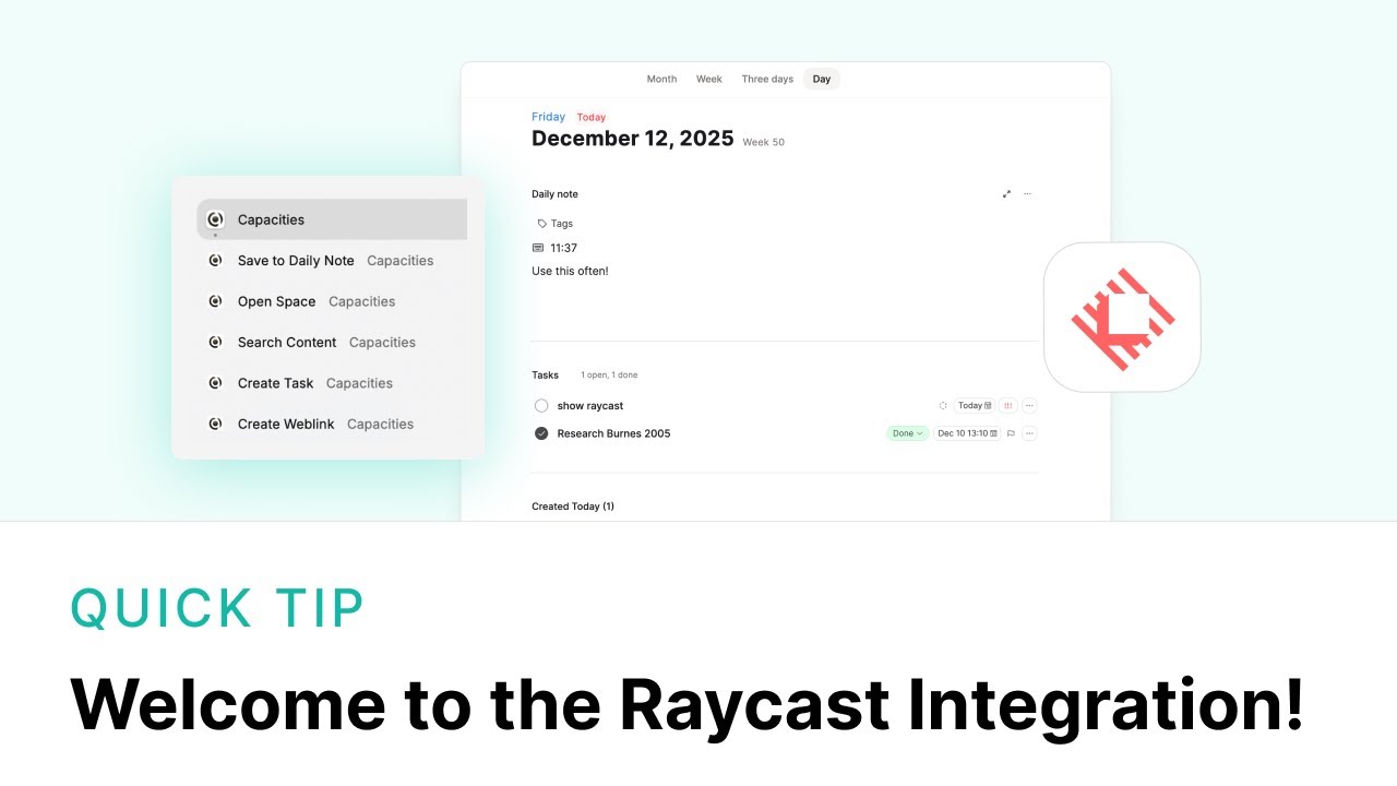 Raycast x Capacities Integration - New Update!