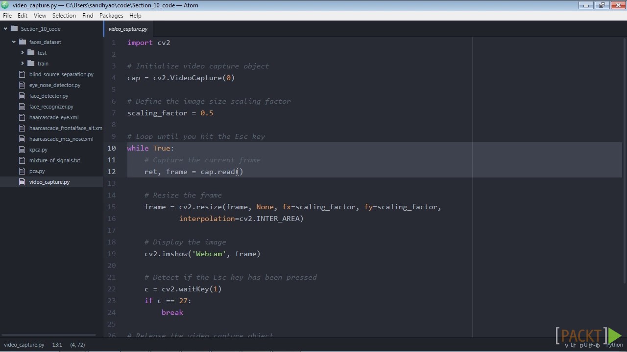 238   Capturing and Processing Video from a Webcam