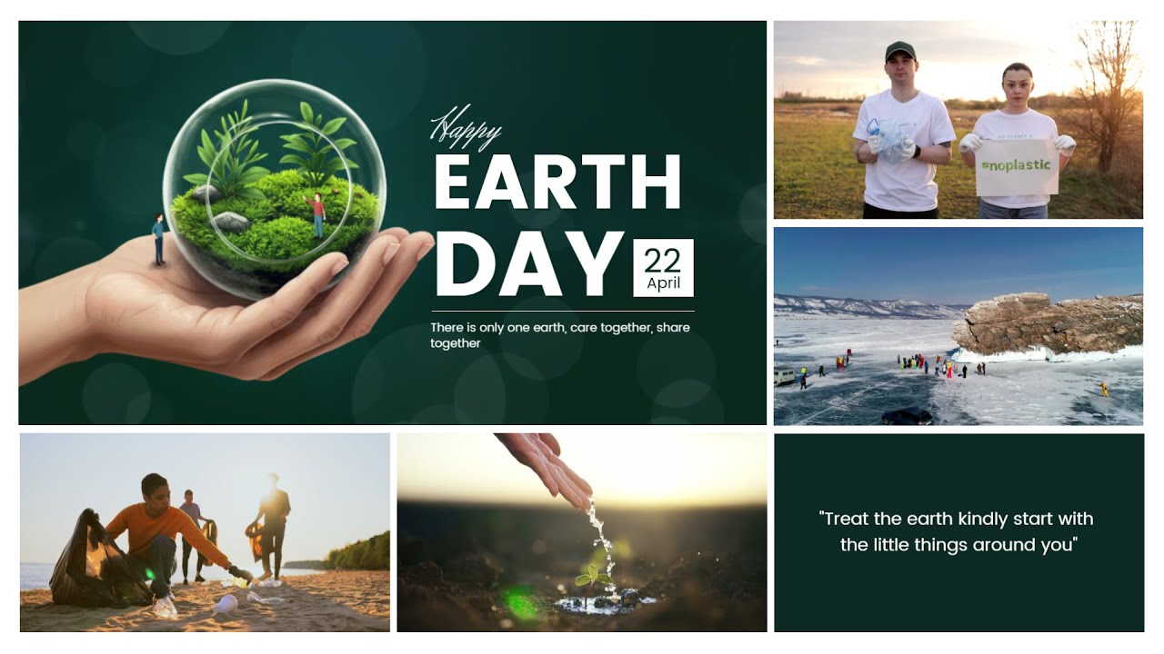 Free Minimal Green Earth Day Graphic Educational Slideshow Video Template (Customizable) - FlexClip