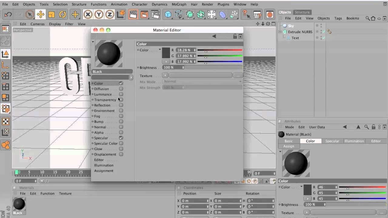 C4D Tutorial l Basic 3D Text l GraphicsHQ